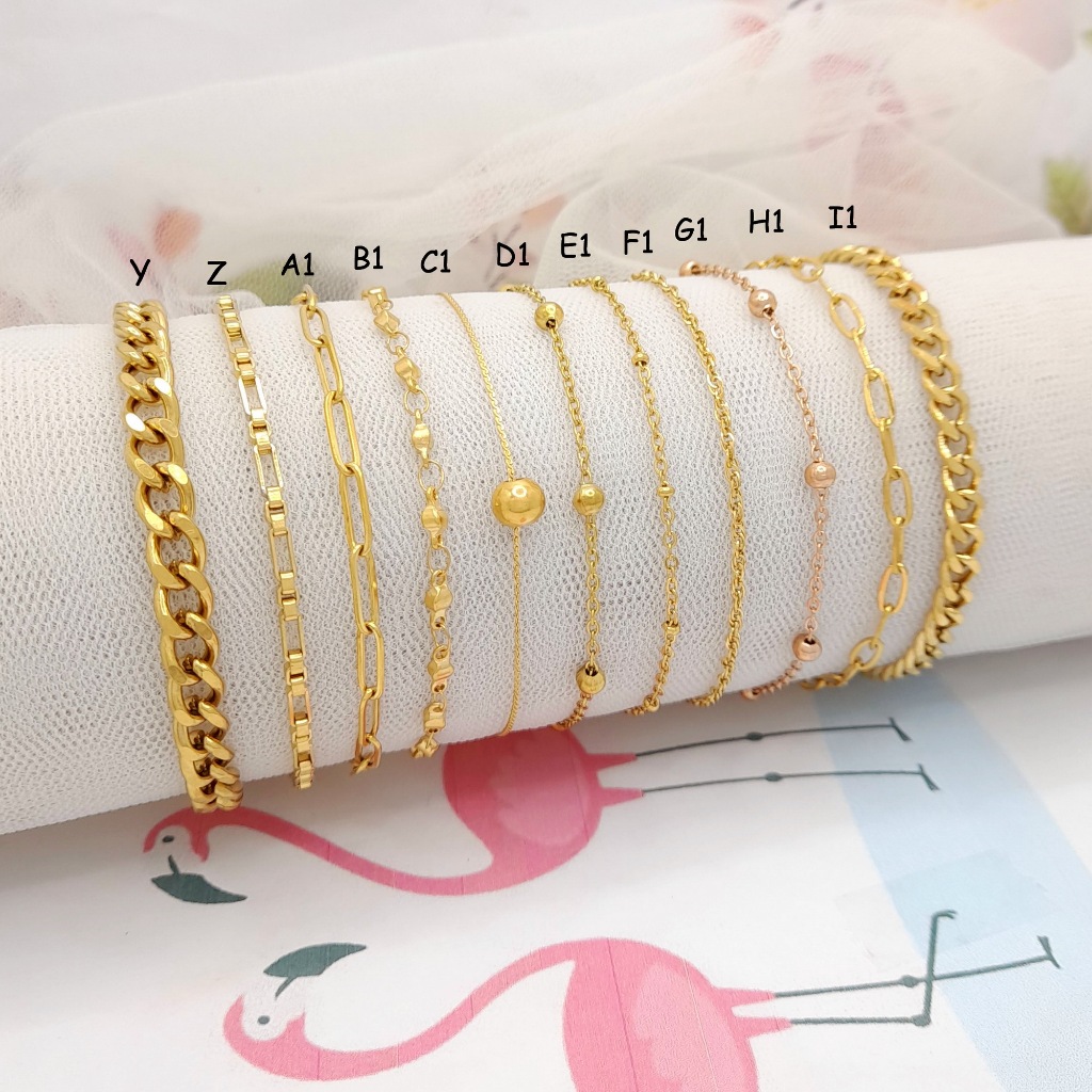 Jual Gelang Titanium Asli Sisik Naga Rantai Polos Rose Gold Anti Karat ...