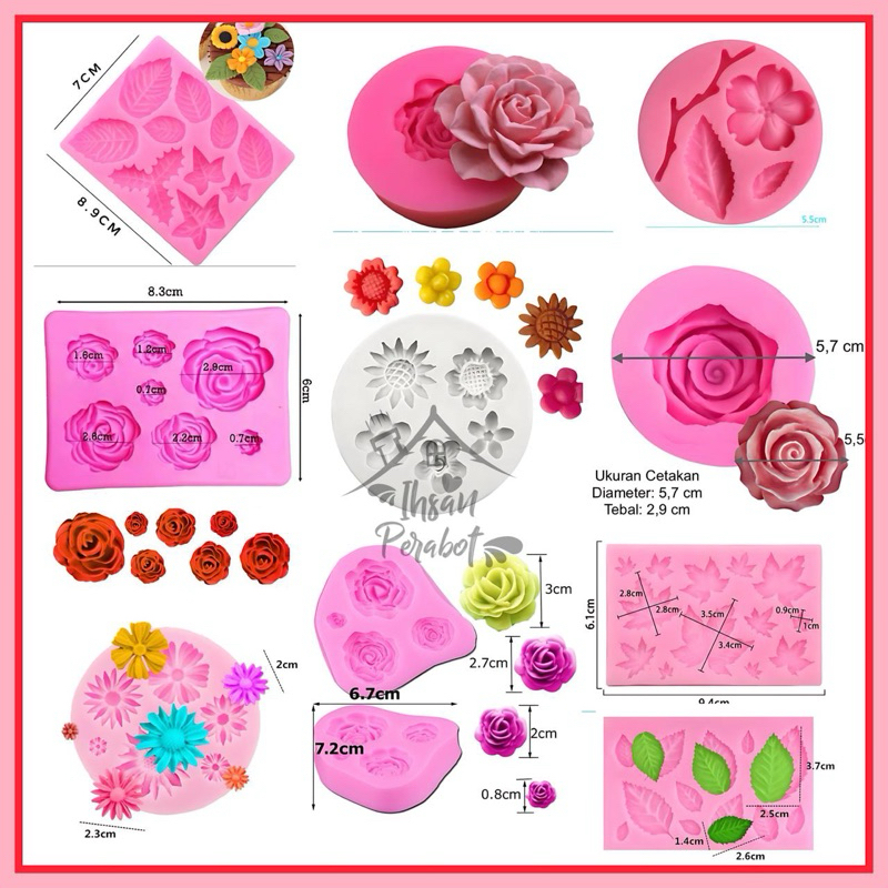 Jual Cetakan Fondant silikon motif bunga daun /cetakan puding / cetakan ...