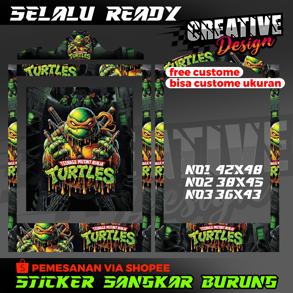 Jual STICKER SANGKAR KOTA BURUNG / CUSTOM STICKER SANGKAR KOTAK TURTLE ...