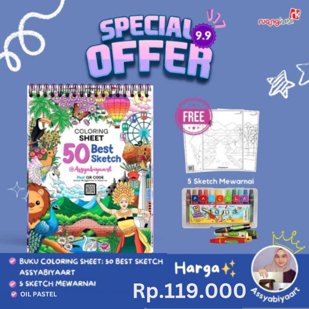 Jual BUKU COLORING SHEET 50 BEST SKETCH by Assyabiyaart - Ruang Kata ...