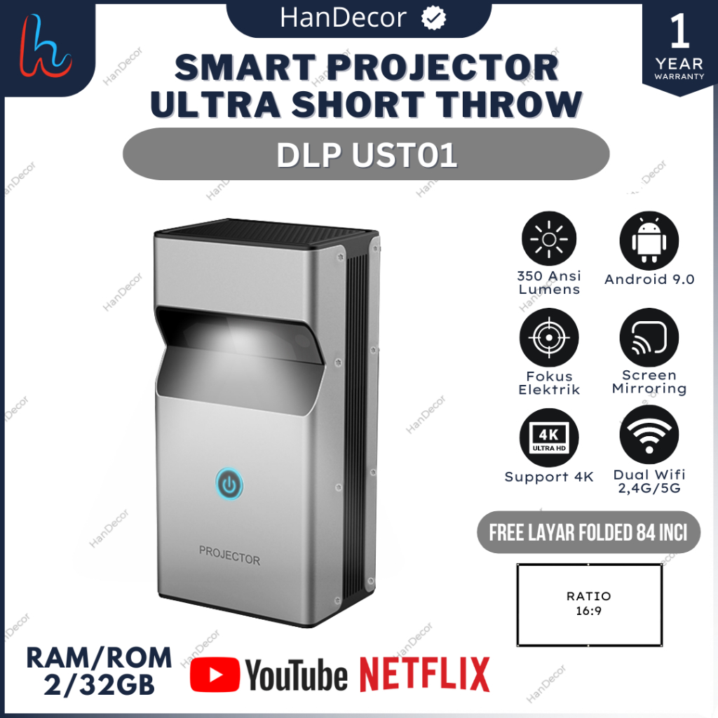 Jual DLP UST01 | Proyektor Mini DLP Ultra Short Shrow Android 350 Ansi ...