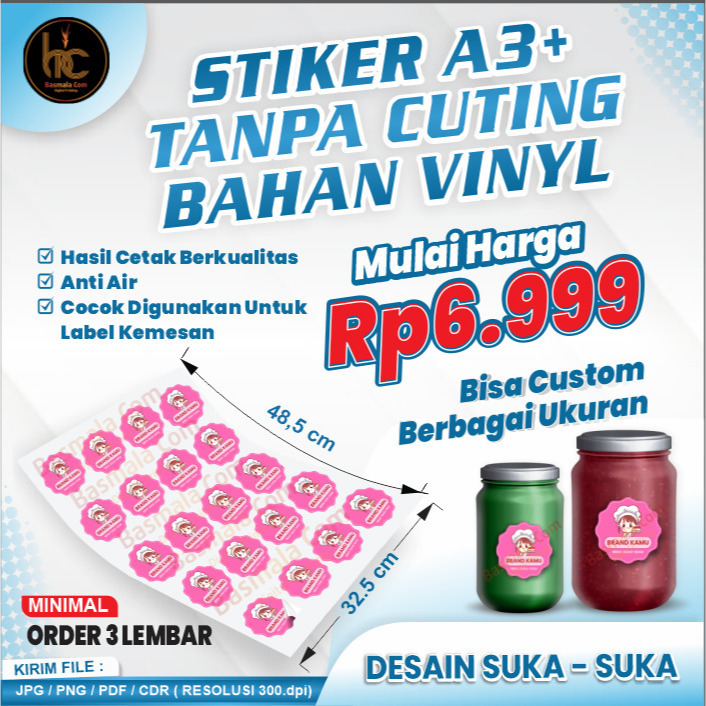 Jual Stiker Label Kemasan Murah/Stiker Label Custom/STIKER CUSTOM Vynil ...