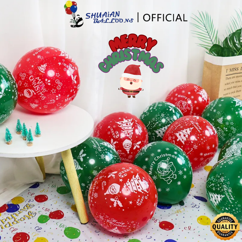 Jual SHUAIAN Balon Latex Natal Ukuran 12 Inch Balon Latex Merry ...