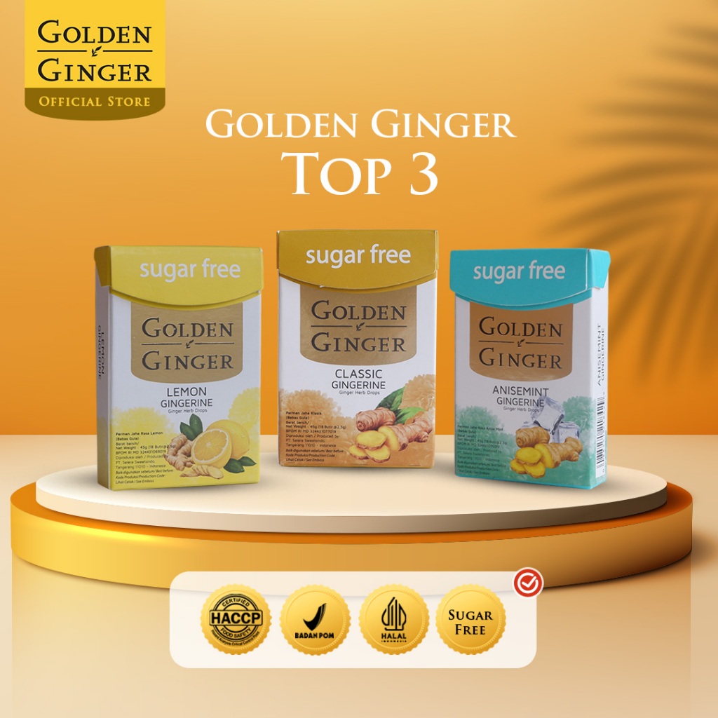 Jual Golden Ginger Top 3 (Flip Top) (Lemon, Classic, & Anise Mint ...