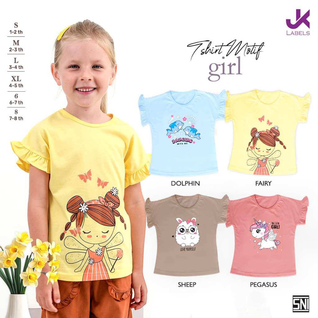 Jual JK LABELS - Tshirt Motif Girl - Vol. 2 (1-8 Tahun) | Shopee Indonesia
