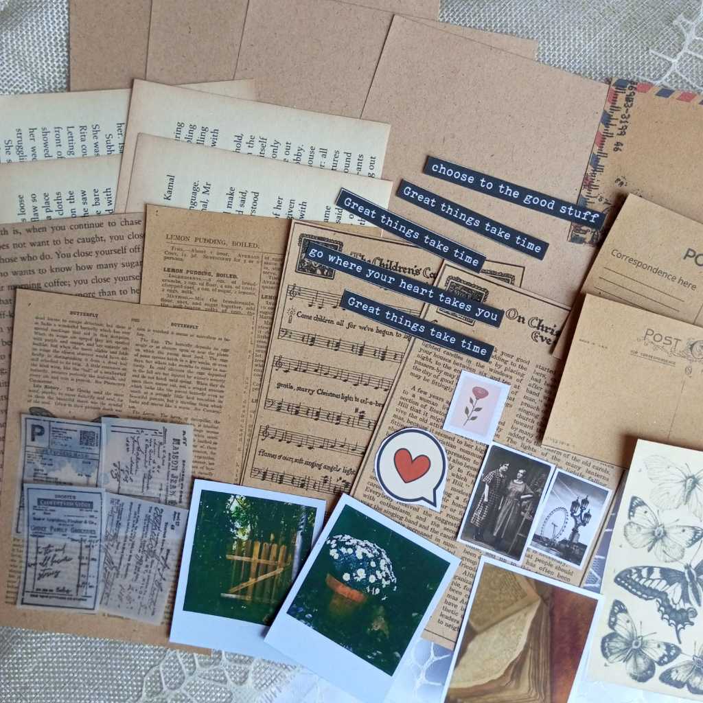 Jual [ paww craft ] Journal kit deco paper vintage isi 33 pcs hiasan ...