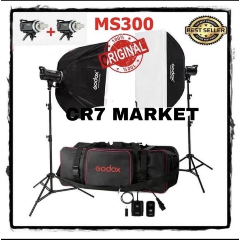 Jual paket Lampu studio Godox MS300 Softbox Lighting studio MS300 Godox ...