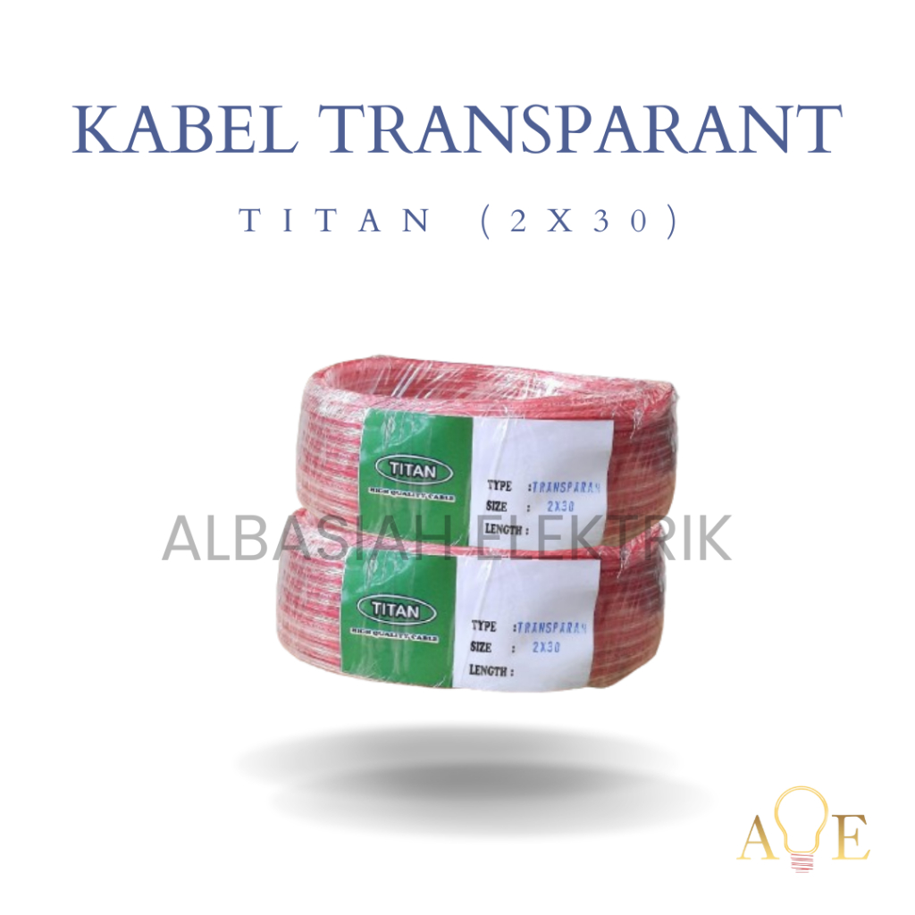 Jual KABEL LISTRIK TRANSPARAN 2x30 30 Yard (17m) TITAN KABEL LISTRIK ...