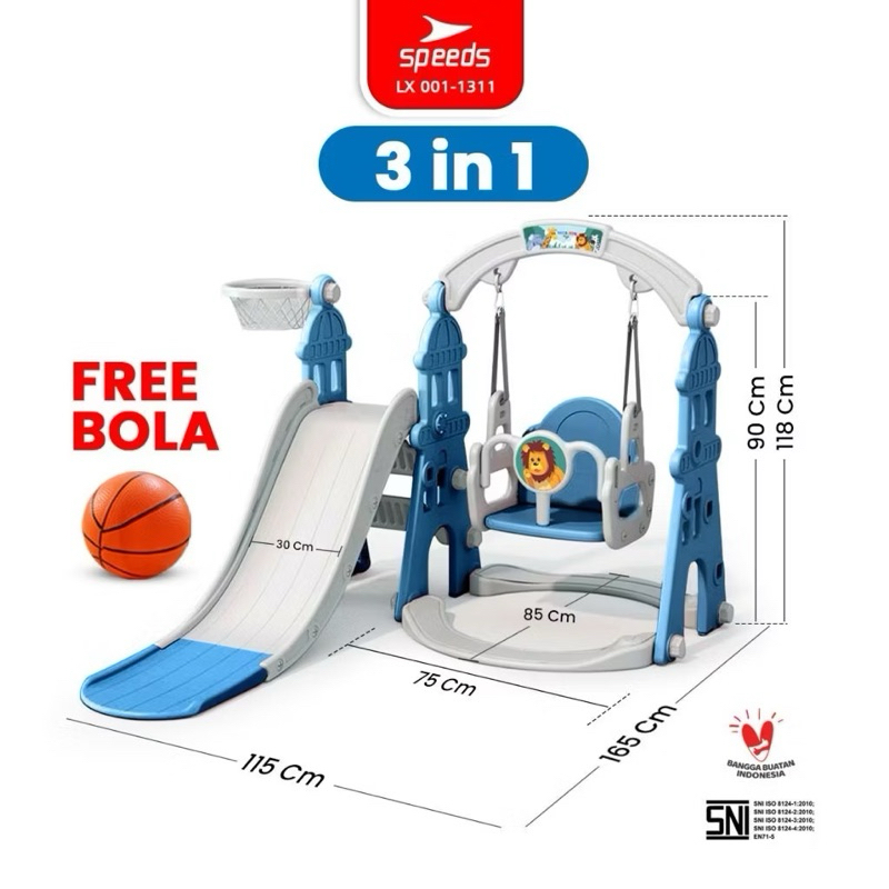 Jual SNI Prosotan Mainan 3in1 HDPE Ayunan Anak Seluncuran Perosotan ...