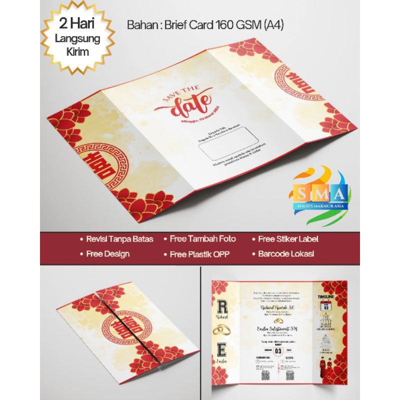 Jual Undangan pernikahan shuang xi chinese cina wedding invitation unik ...