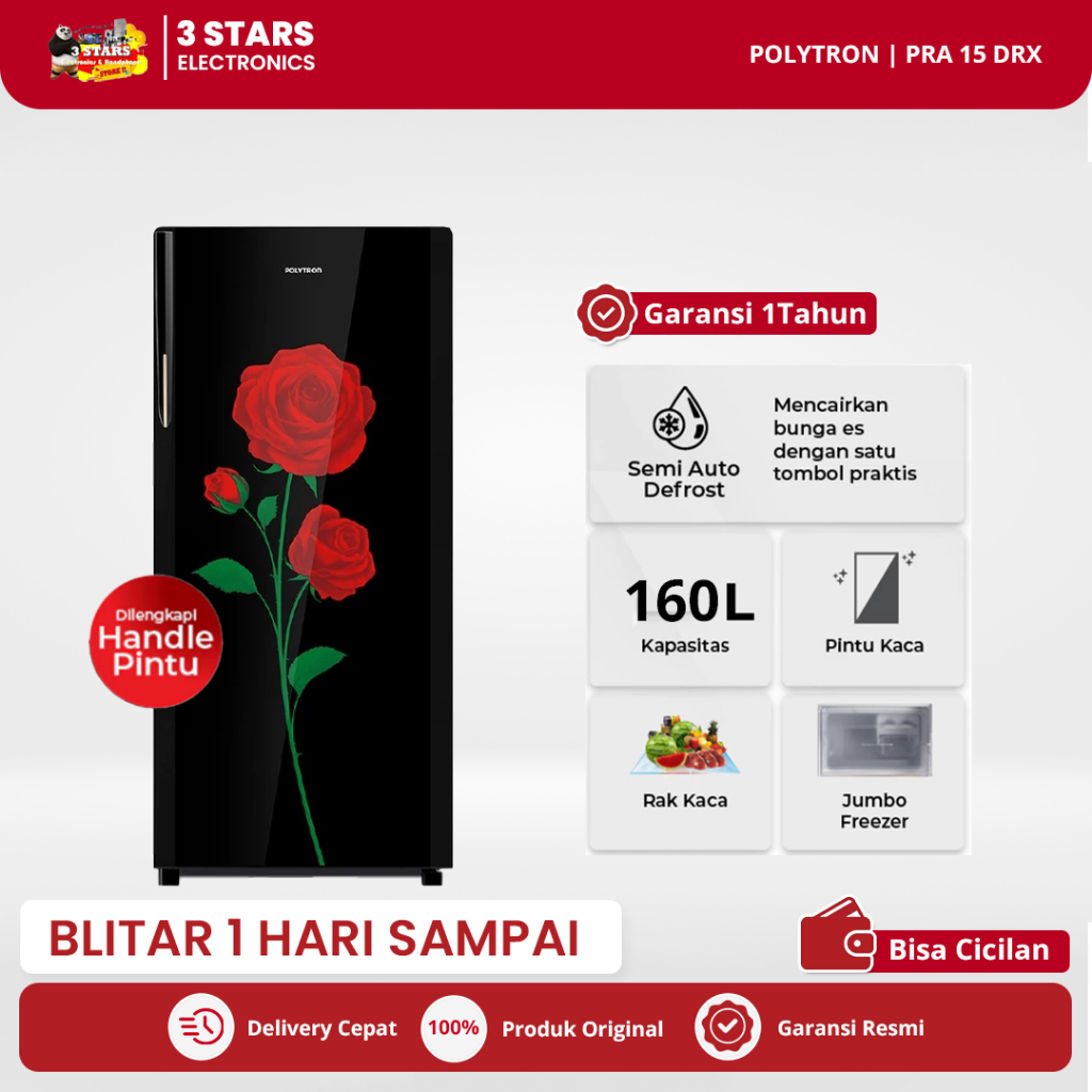 Jual KULKAS POLYTRON 1 PINTU 160 LITER 75 WATT - PRA 15 DRX | Shopee ...