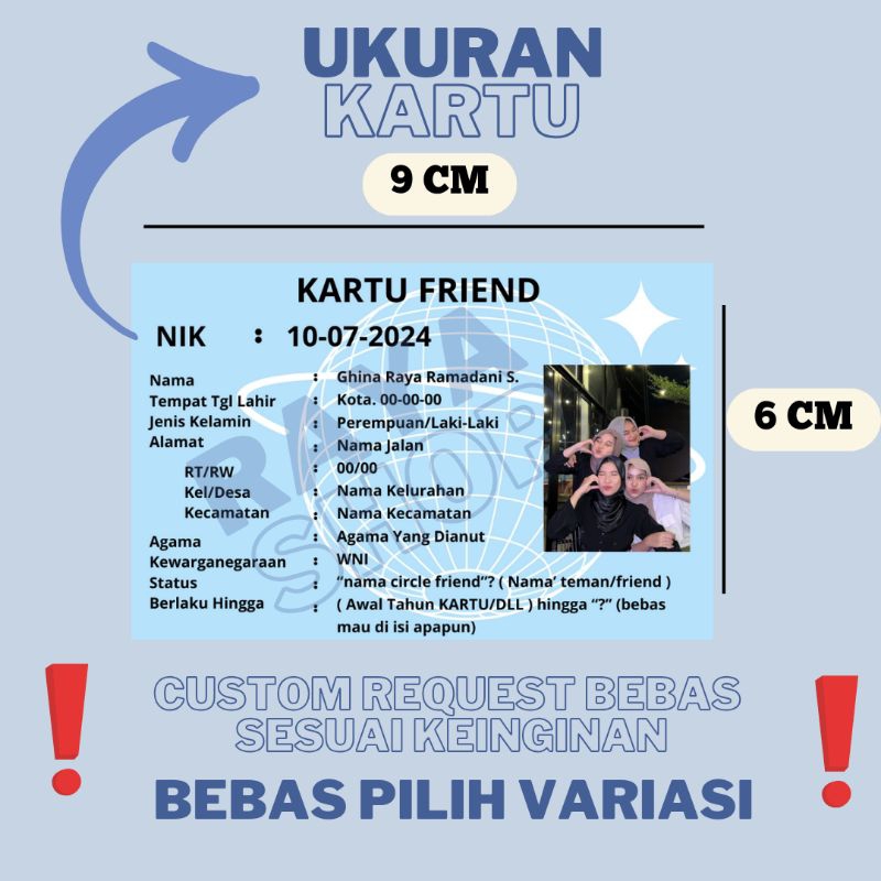 Jual KARTU TANDA PACARAN | KARTU FRIEND | KARTU KELAS | REQUEST ...