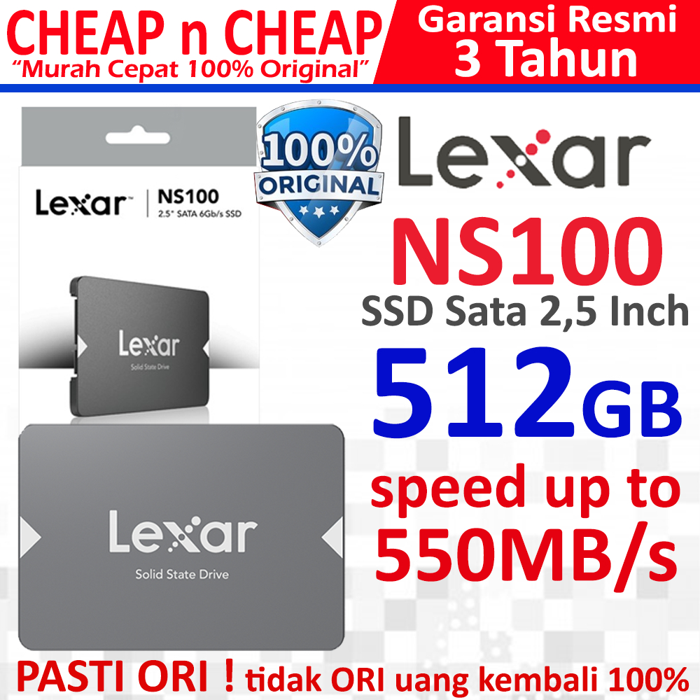 Jual SSD Lexar NS100 512GB 550Mbps Original - SSD Sata 2,5 Inch LNS100 LNS 100 NS 100 | Shopee ...