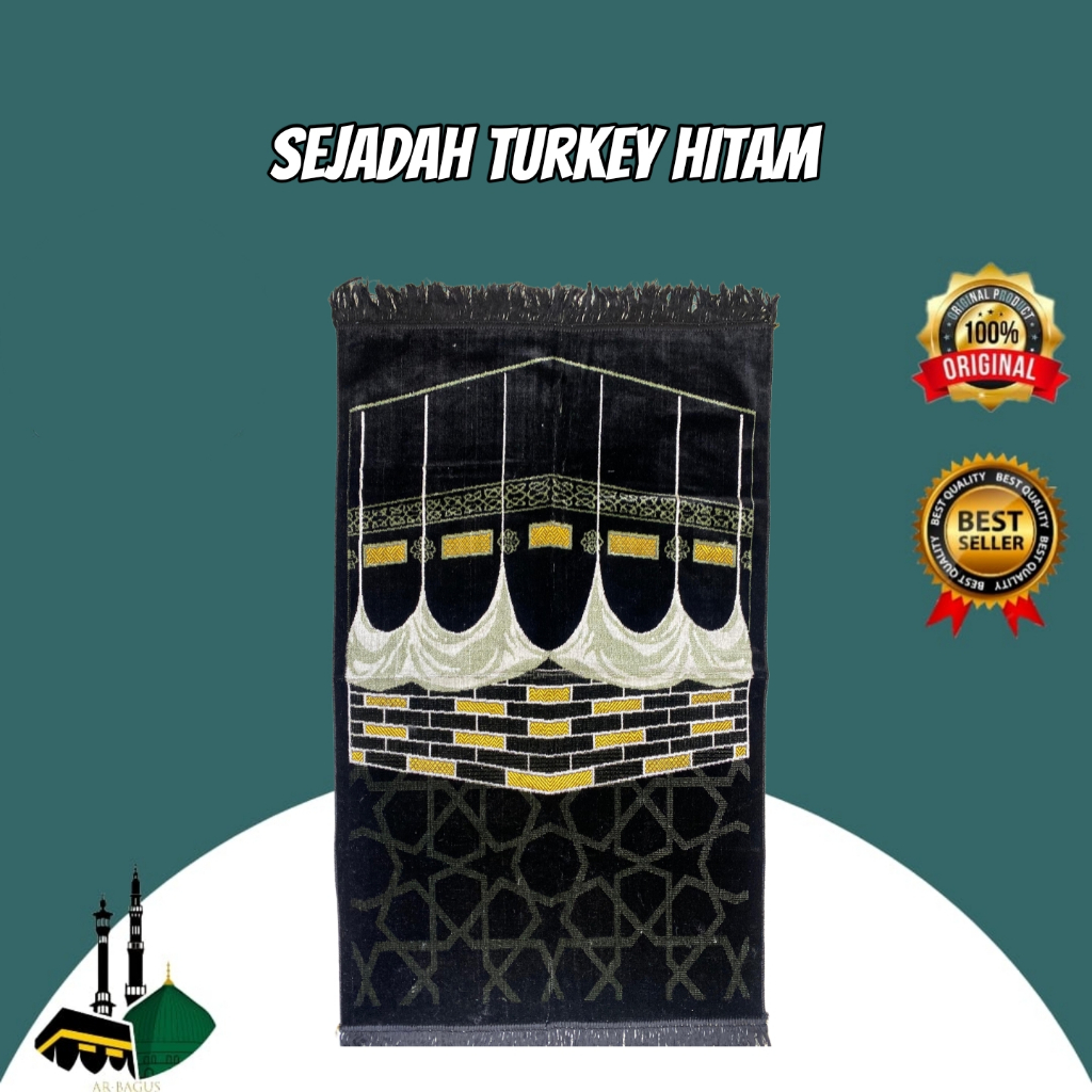 Jual Sejadah Turkey Hitam Besar Premium Uk 70x110 Cm | Shopee Indonesia