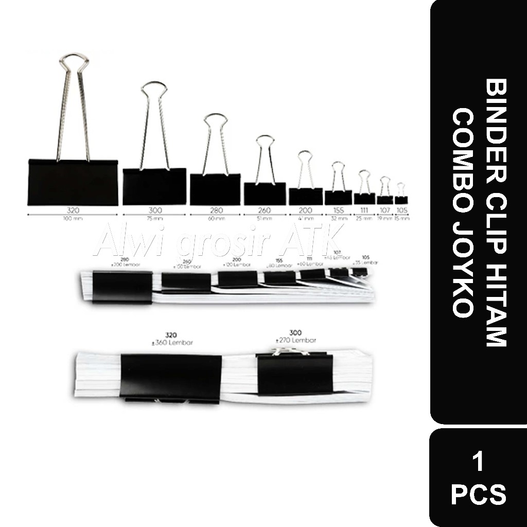 Jual Binder Clip Hitam Penjepit Kerta Combo Joyko | 1 Pcs | Shopee ...