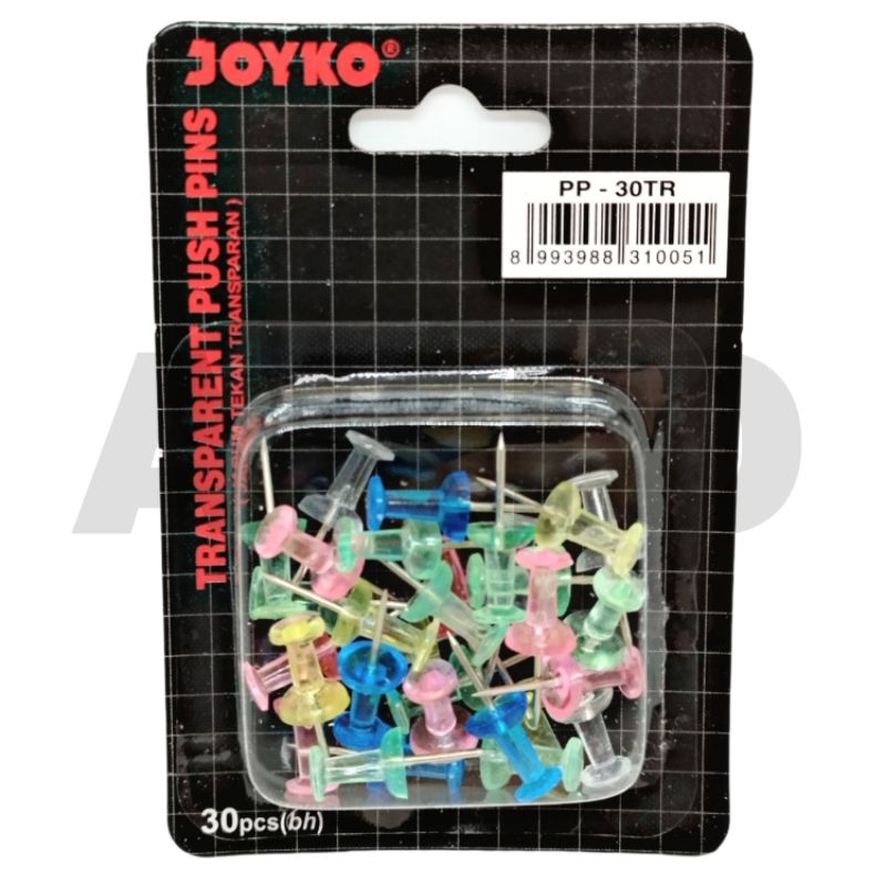 Jual Push Pin Lucu Transparan JOYKO PP-30TR Bening Kertas Jarum Tekan ...