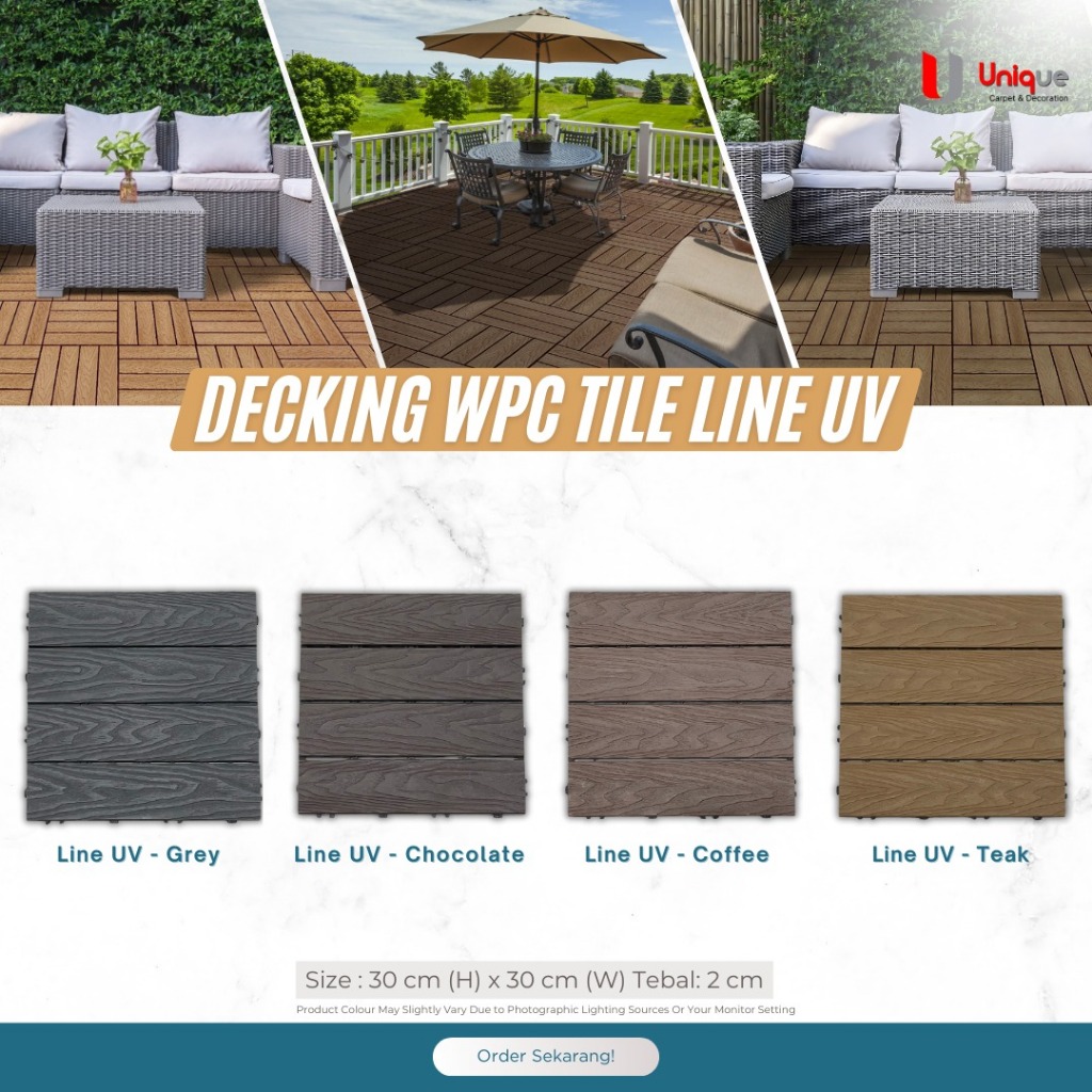 Jual Decking Tile WPC Outdoor / Dekorasi Lantai Kayu Motif Line ...