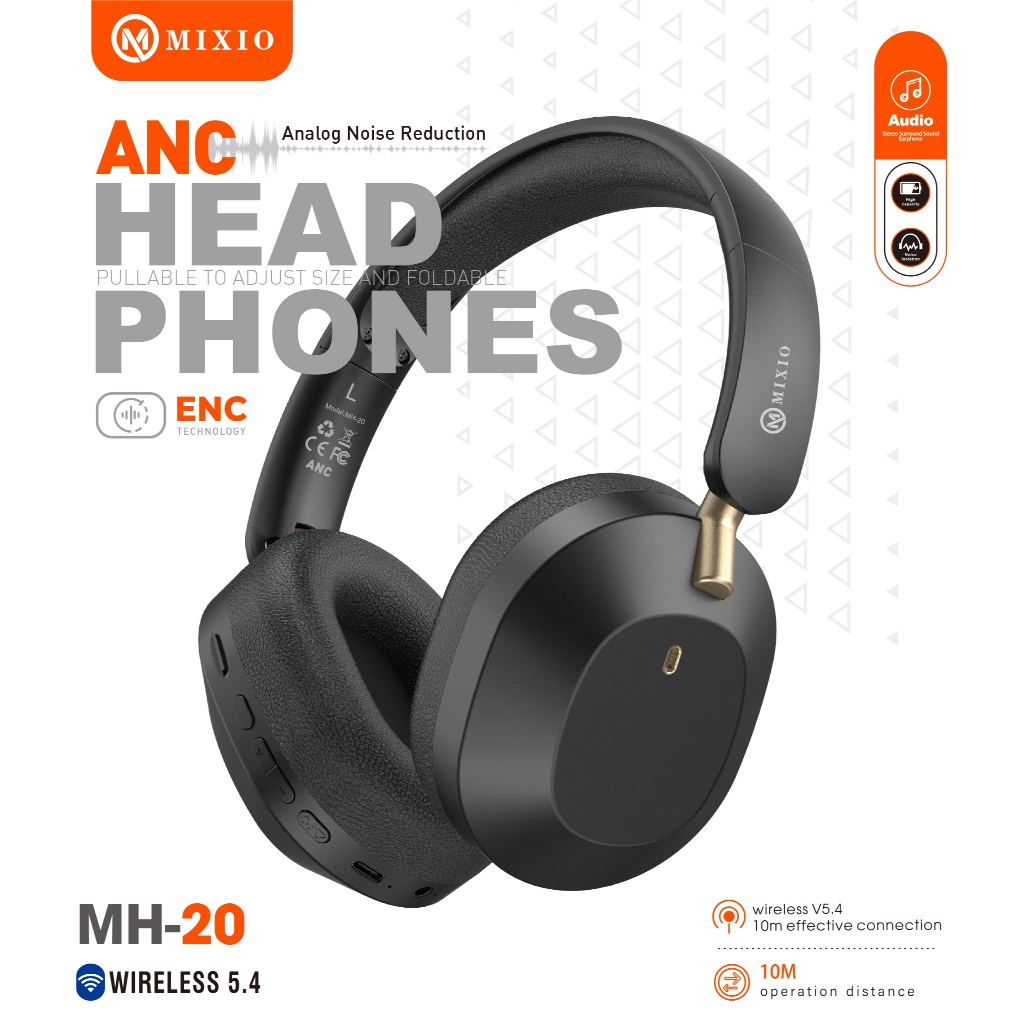 Jual MIXIO MH-20 ANC Bluetooth Headphones with Mic Hi-Res Hybrid ...