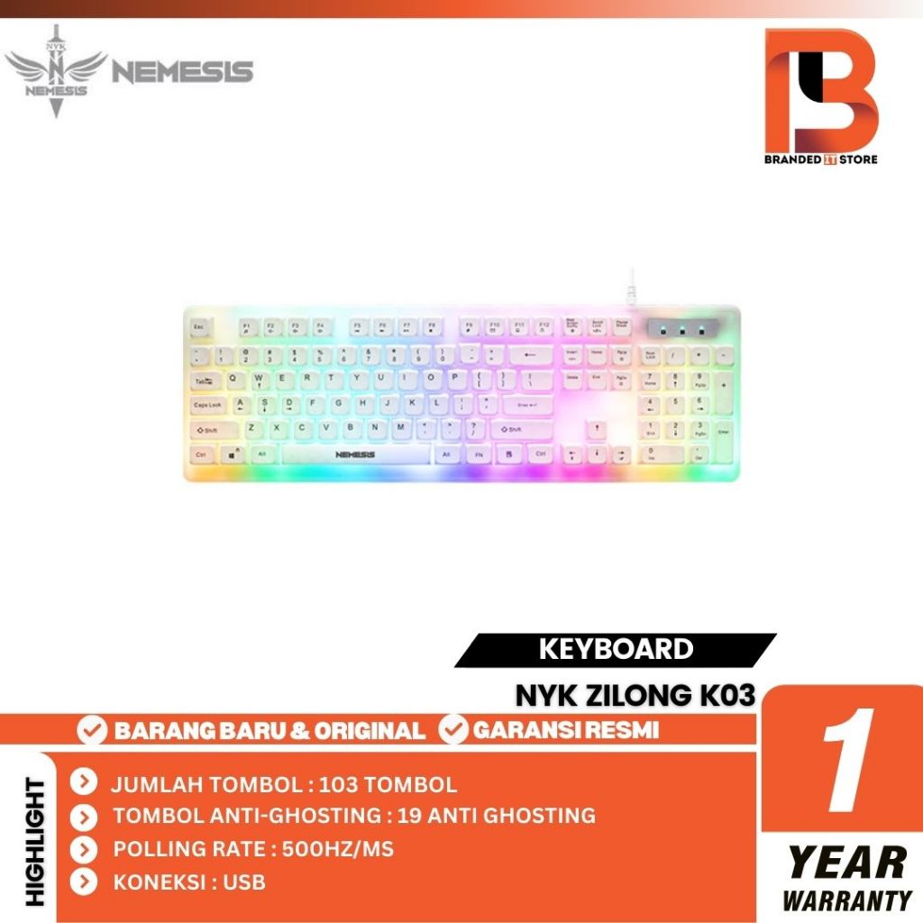 Jual NYK ZILONG K03 K-03 FULLSIZE RGB Gaming Keyboard ORIGINAL | Shopee ...