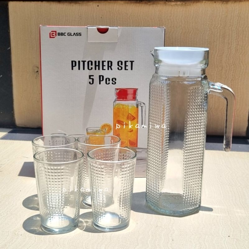 Jual PITCHER BBC 1 LITER + 4 GELAS pitcher set pitcher cantik pitcher ...
