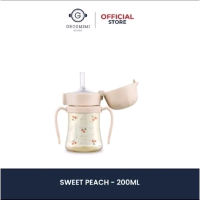 Jual GROSMIMI PPSU CHERRISH WEIGHTED STRAW CUP 200ml with ONE TOUCH CAP ( Sweet Peach) | Shopee ...