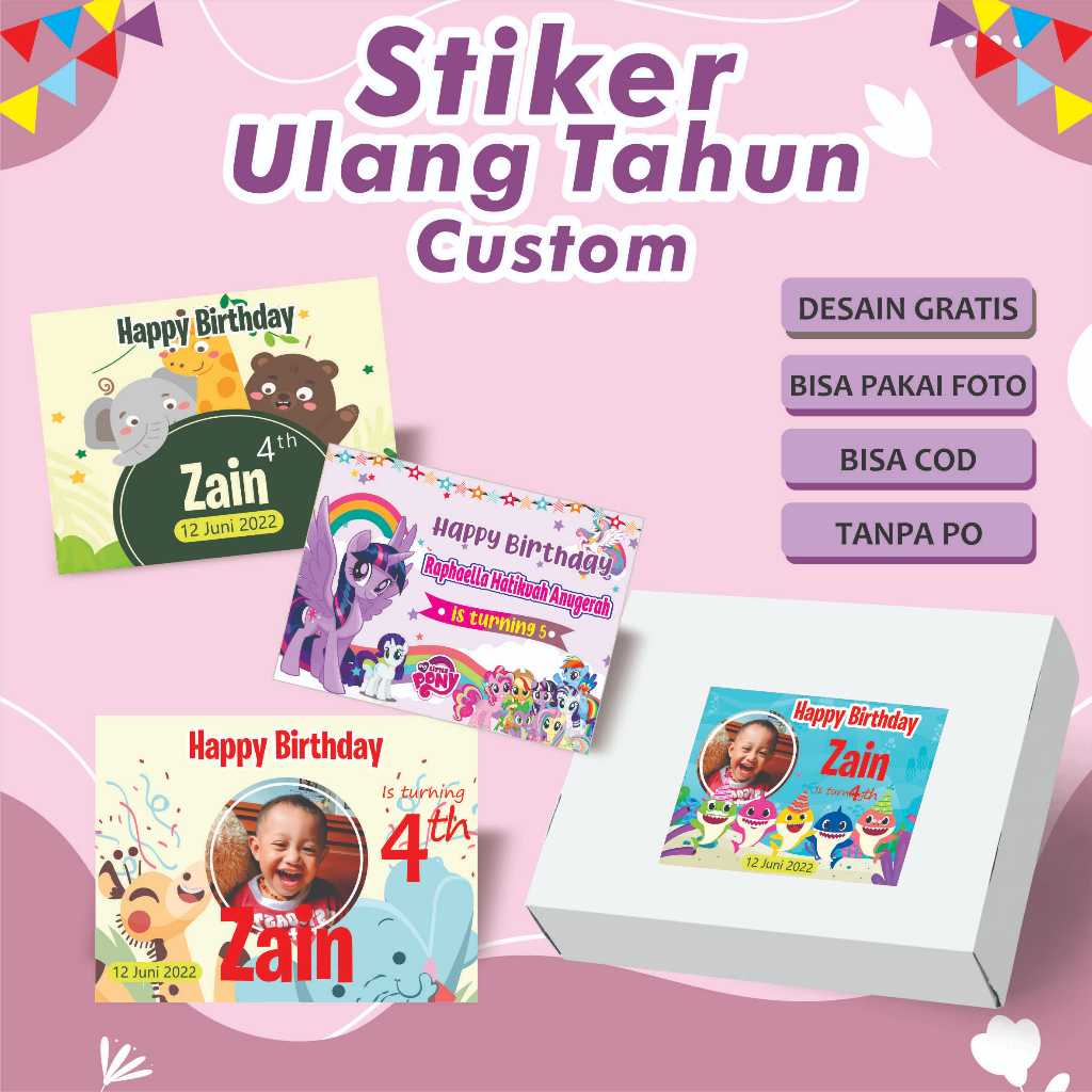 Jual STIKER ULTAH / ULANG TAHUN ANAK NASI KOTAK BOX MAKANAN CUSTOM ...
