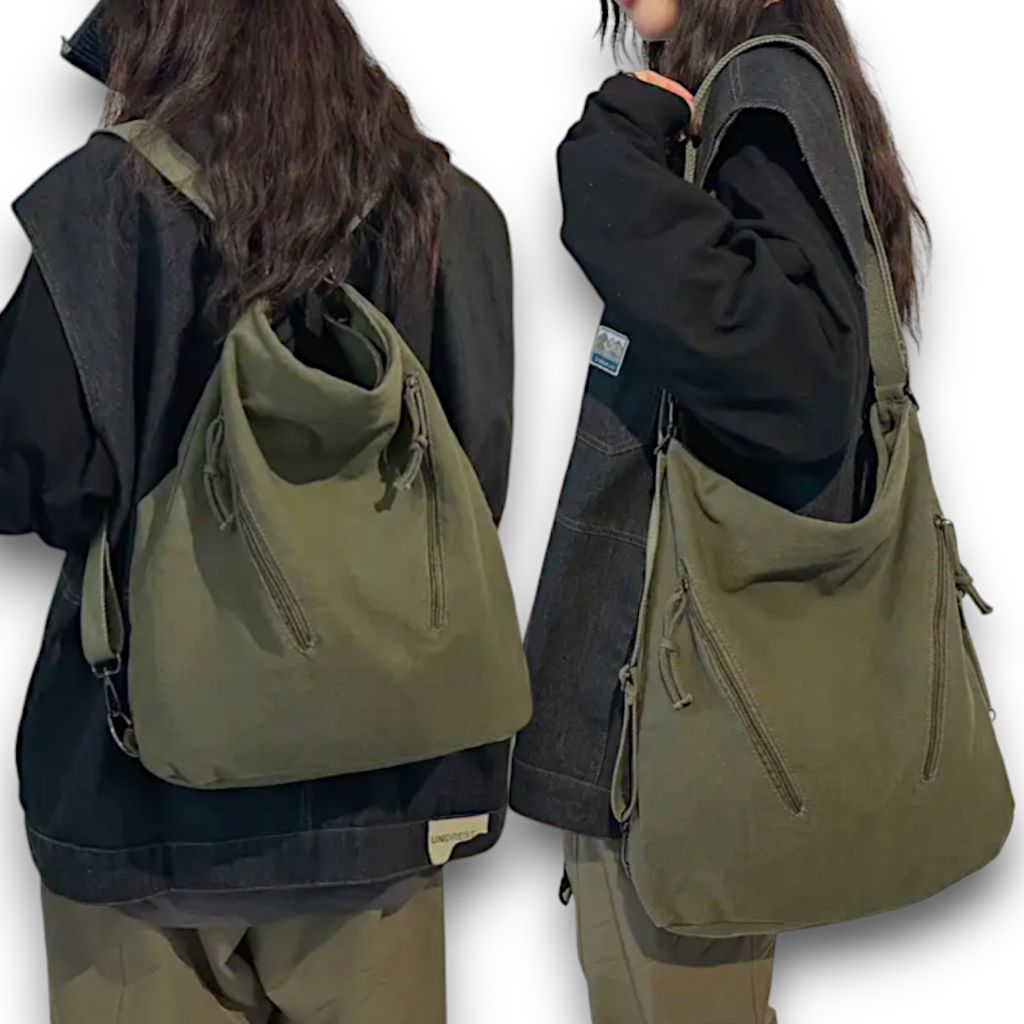Jual SATU ALAT Unisex 2 in 1 Ransel + Tas Selempang HOBO 100% Original Canvas Premium Tebal Tas ...