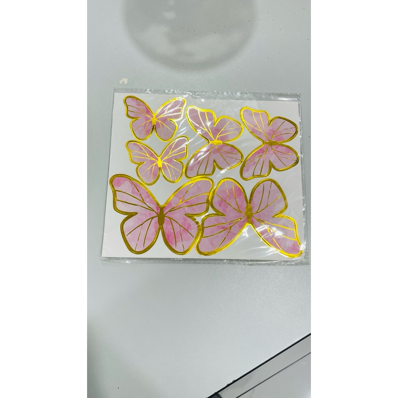 Jual topper kertas kupu2 butterfly pink gold hiasan kue ultah buket ...