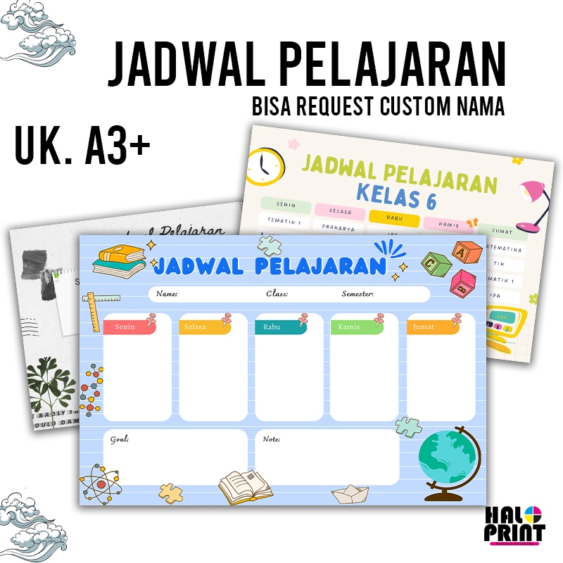 Jual Cetak Jadwal Pelajaran Sekolah Ukuran A3+ | Shopee Indonesia