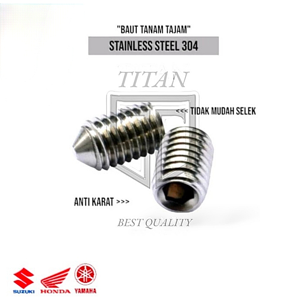 Jual 5pcs baut tanam m8 x 6 baut tanam ujung runcing stainless steel 304 | Shopee Indonesia
