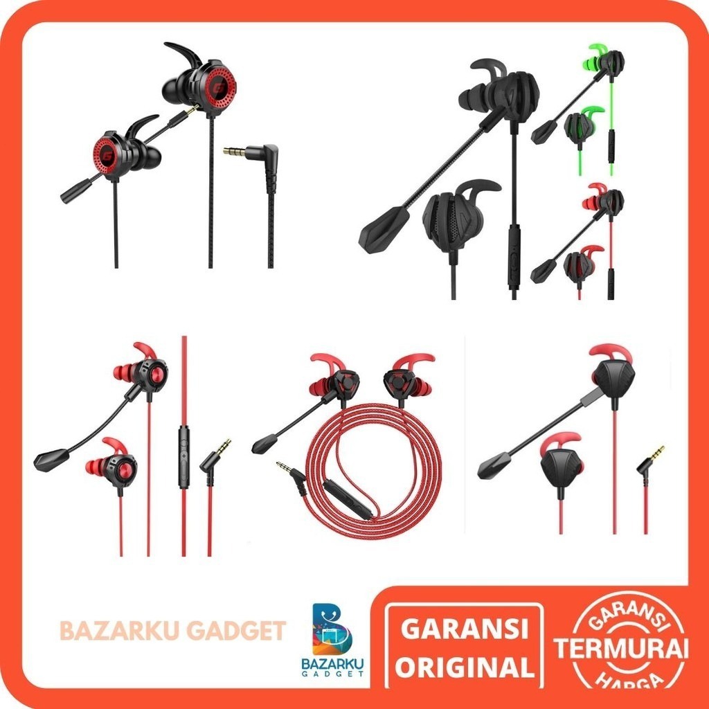 Jual Headset Gaming buat hp Henset Mic Full Bass Earphone Gaming Esport ...