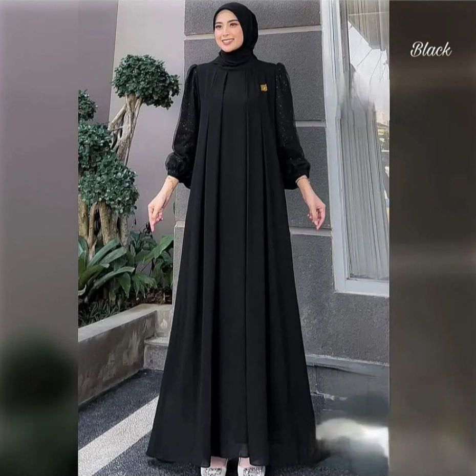 Jual GAMIS CERUTY BABYDOLL PREMIUM BONITA DRESS GAMIS HITAM DRESS PESTA ...
