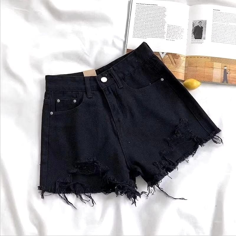 Jual Celana jeans pendek wanita / hotpant jeans sobek ripped / short pants korean style jeans ...