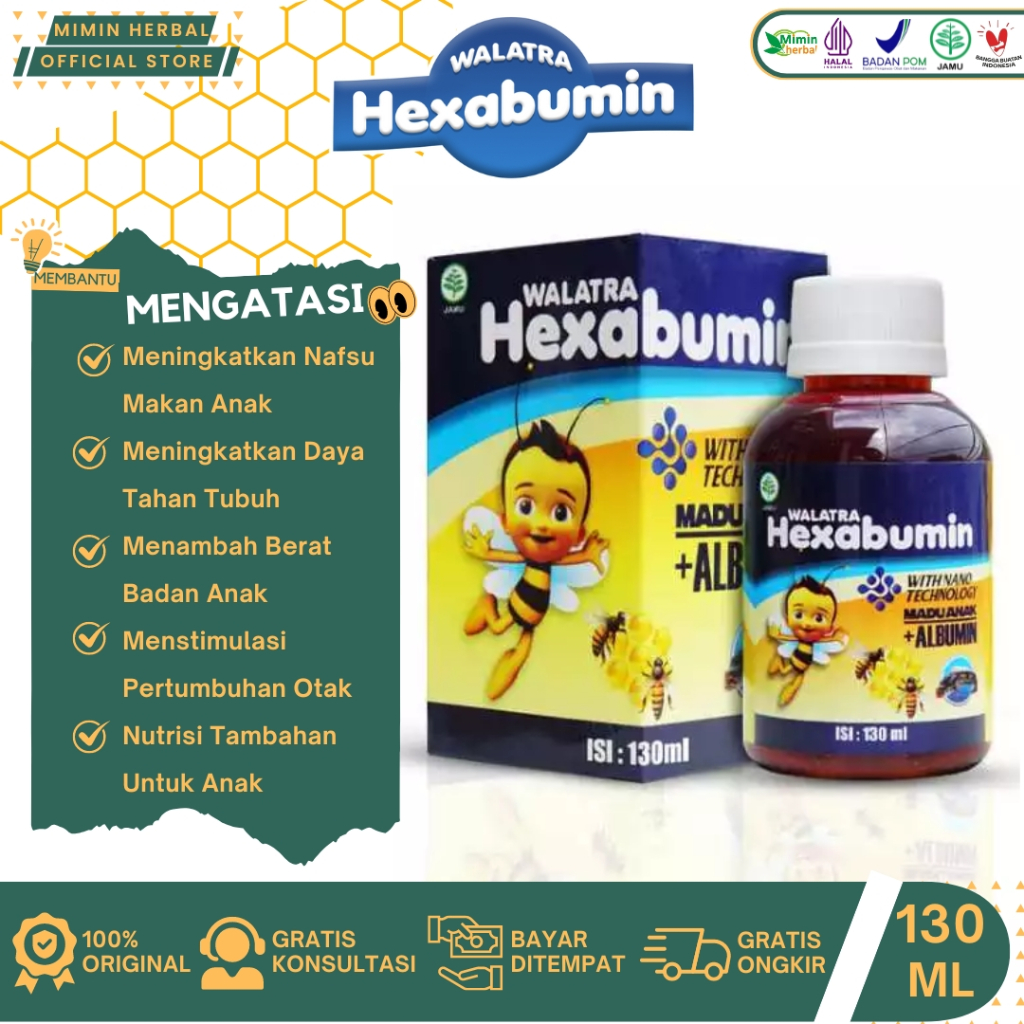 Jual Hexabumin 110ml Madu Plus Albumin BPOM Vitamin Penambah berat ...
