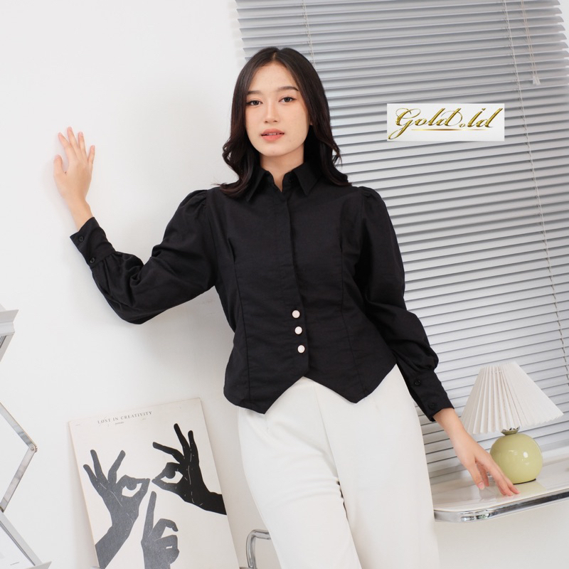 Jual SANJU BLOUSE -HALINKA Shirt -Kemeja kancing -Kemeja Kantor -Kemeja Formal -Kemeja Korean ...