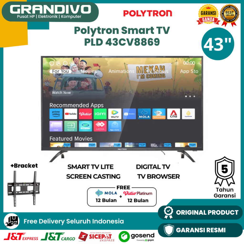 Jual Polytron Smart TV LED 43Inch Digital FHD Screen Mirroring Garansi ...