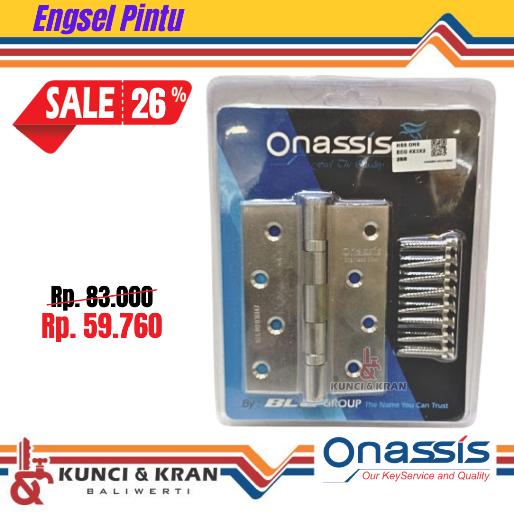 Jual Engsel Pintu Onassis HSS ONS ECO 4X3X2 2BB engsel kupu engsel ...