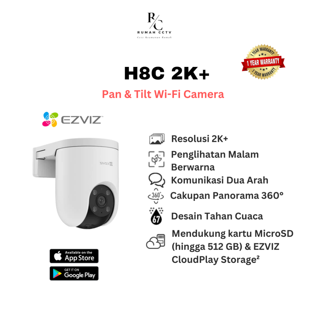 Jual EZVIZ - H8C Pro 2K+ Pan & Tilt Wifi Camera Cctv Outdoor Color ...