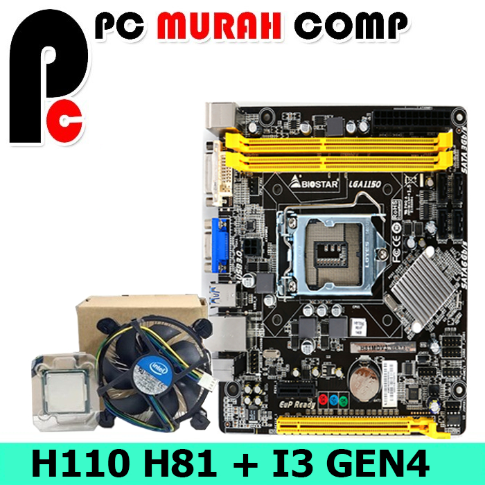 Jual Motherboard Soket 1150 H81 merk BIOSTAR dengan Processor Intel i3 ...