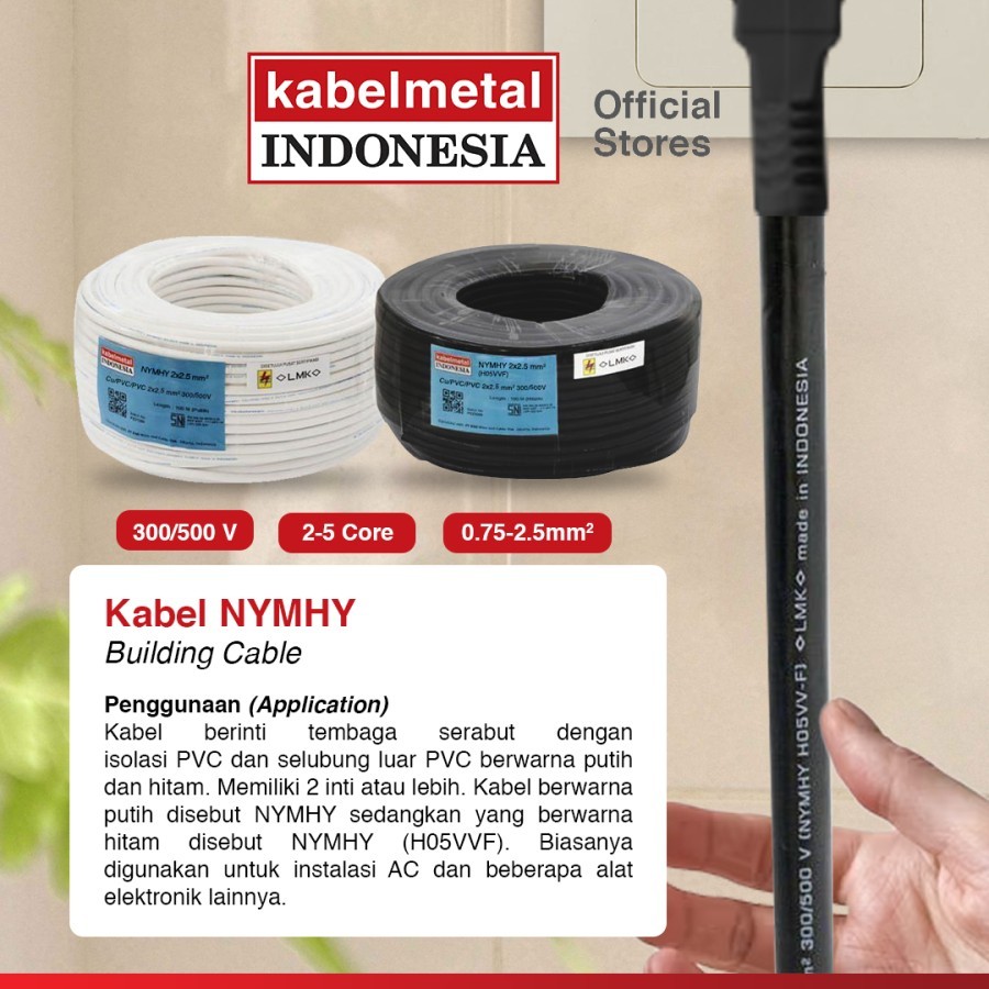 Jual Kabel NYMHY NYYHY 3x2.5 mm Per Meter kabelmetal INDONESIA - Serabut Tembaga Fleksibel PVC ...