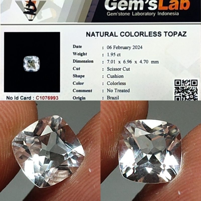 Jual Naturall Colorlesss Topaz Almost 2ct No Treatment GLI Material ...