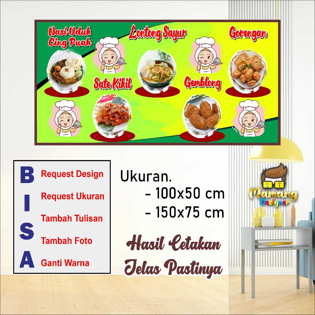 Jual Spanduk Banner Custom Jualan Lontong Sayur, Nasi Uduk dan Lain ...