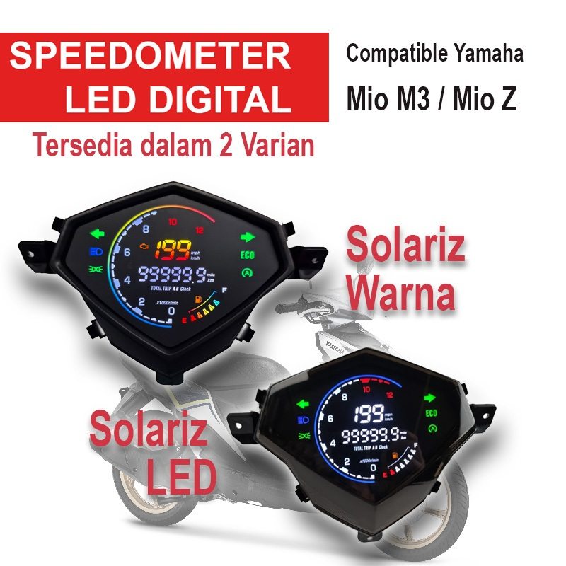 Jual Speedometer Digital LED Yamaha Mio M3 Mio Z PNP Indikator Ampere Bensin Kilometer Rpm ...