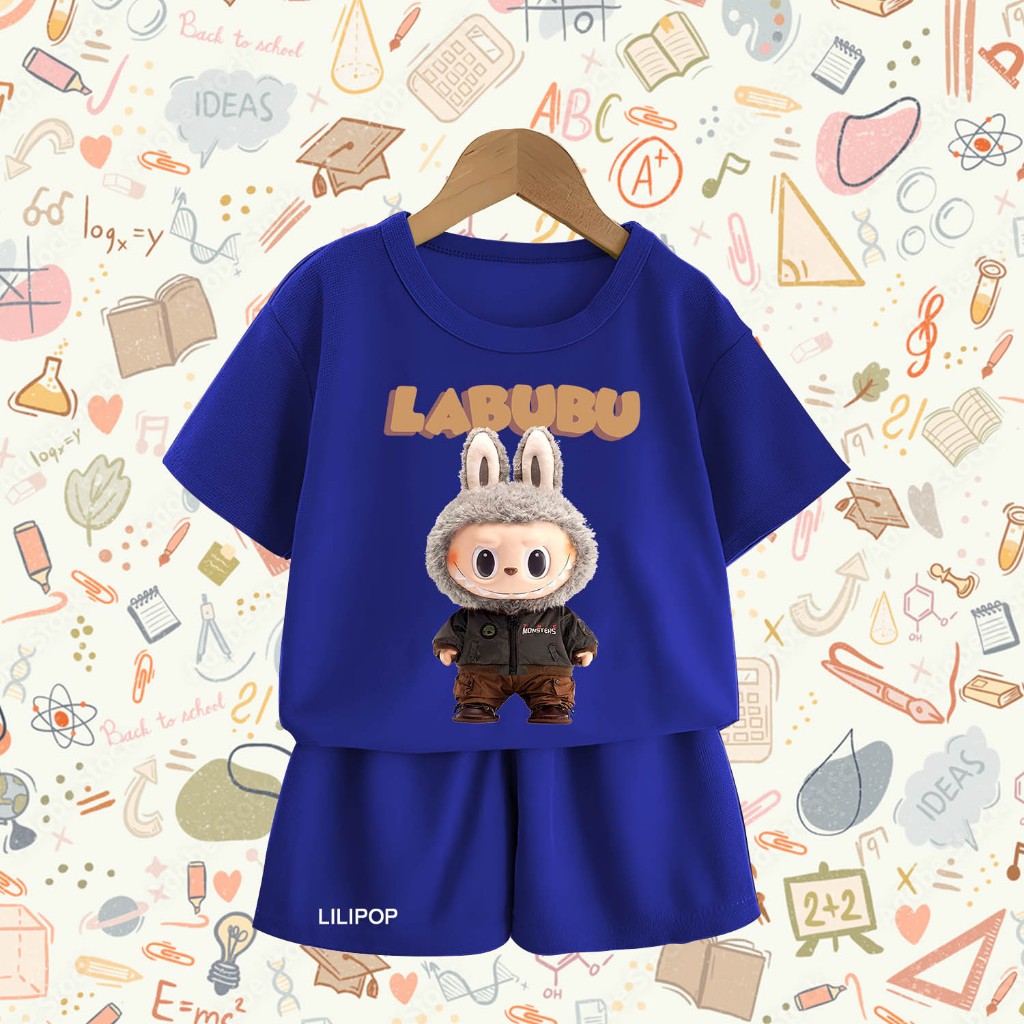 Jual Baju Anak Stelan Usia 1-10 Tahun Labubu Monster Katun Kombet 24s Kaos 3/4 Cowok Cewek ...