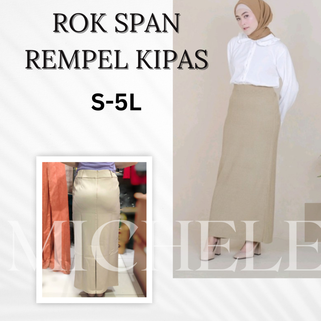 Jual Rok Kain Panjang Span Rempel Krem Kerja Magang Kantor Sidang Ospek ...