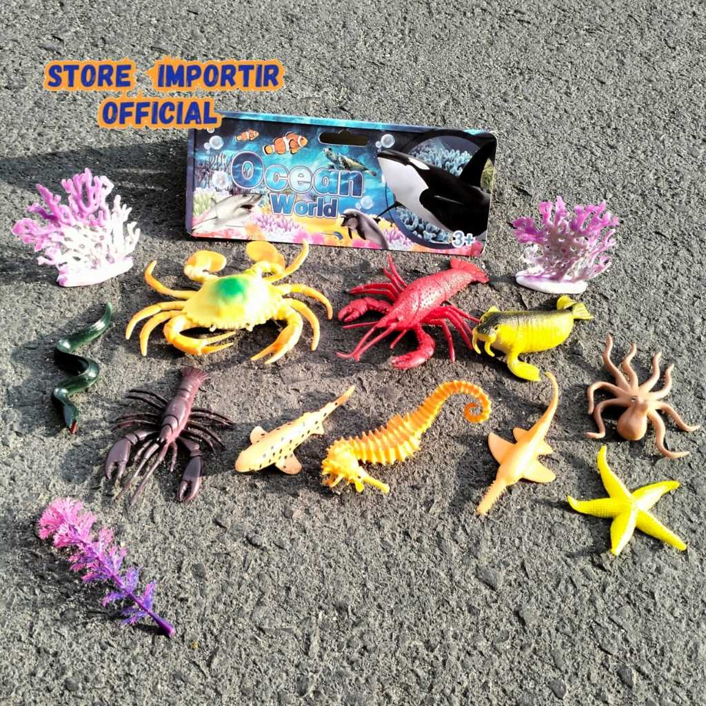 Jual Mainan Koleksi Hewan Karet Ocean World 6-014D Isi 10 pcs | Mainan ...