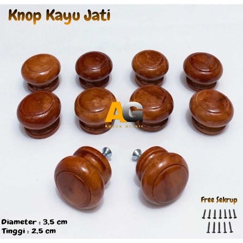 Jual Knop kayu jati / Tarikan lemari / Handle laci / Tarikan laci Knop ...