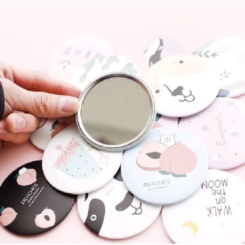 Jual cermin kaca bulat karakter/cermin lucu korea cermin makeup cein ...