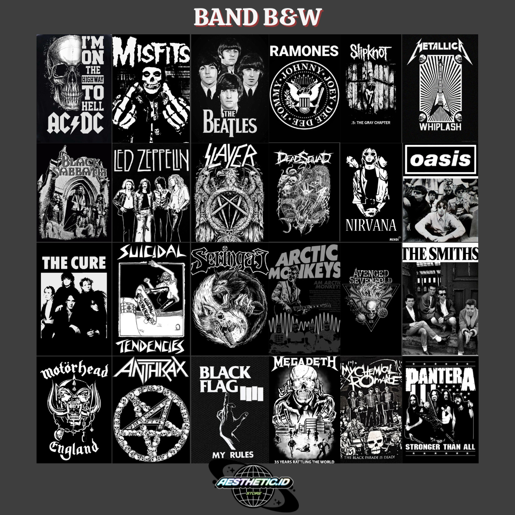 Jual Poster Dinding Kamar Aesthetic Tema Band B&W | Shopee Indonesia