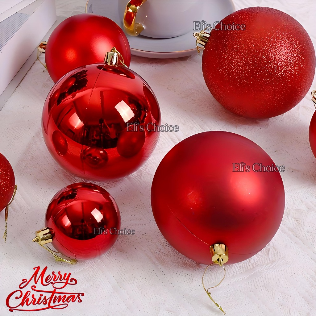 Jual Bola Natal Jumbo 8 10 12 15 cm / Bola Natal Ukuran Besar Merah ...